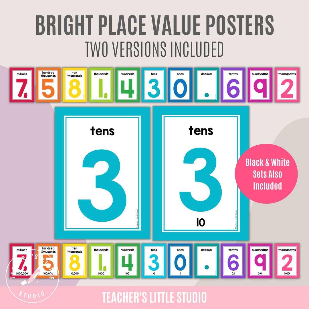 Place Value Posters | Bright Rainbow Classroom Decor | Number Wall ...