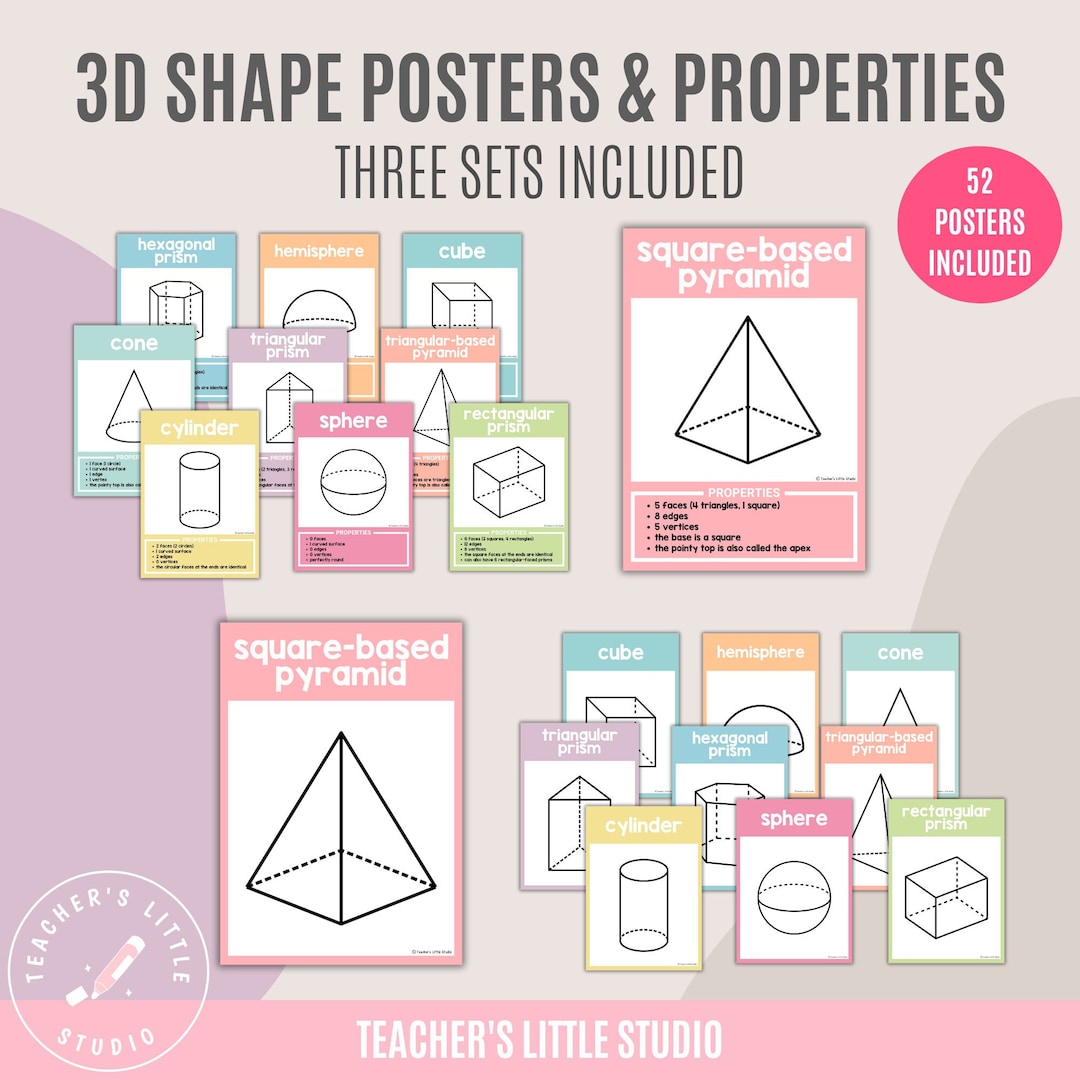 3D Shape Poster Sets With Properties | Printable Shape Posters With ...