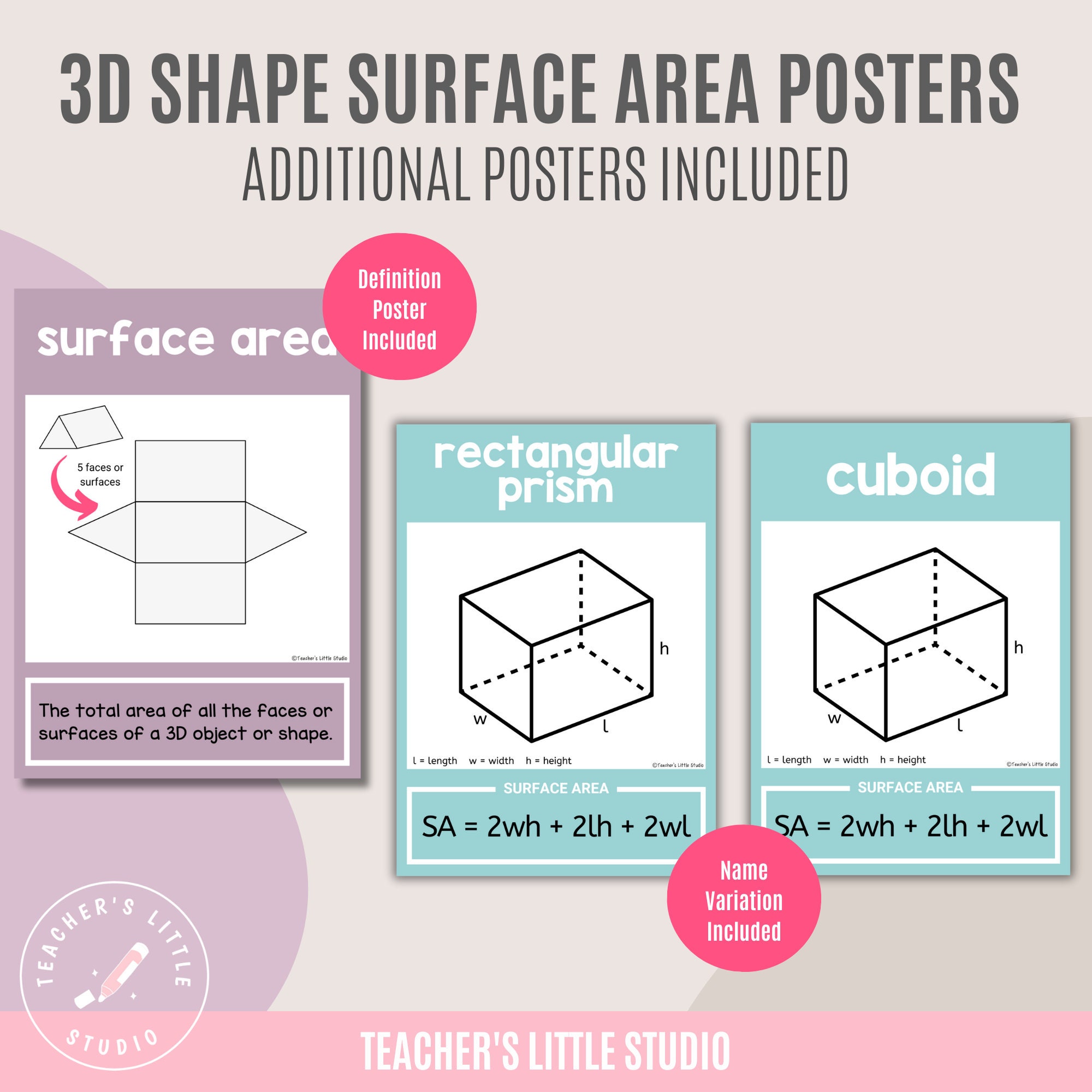 3D Shape Poster Bundle 2 Pack Shape Poster Sets With - Etsy