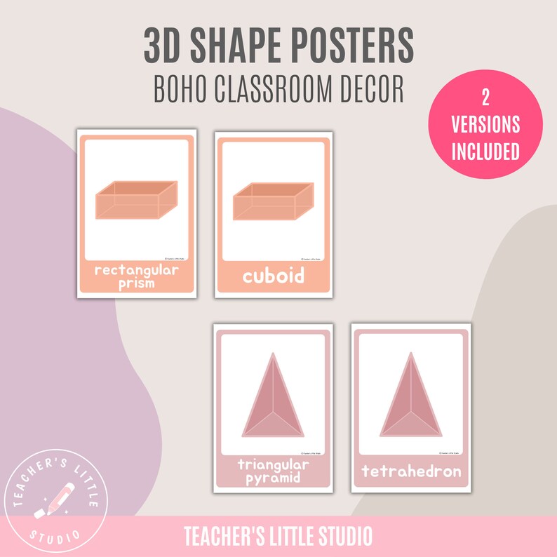 3D Shapes Poster Set 3D Objects Boho Classroom Decor - Etsy
