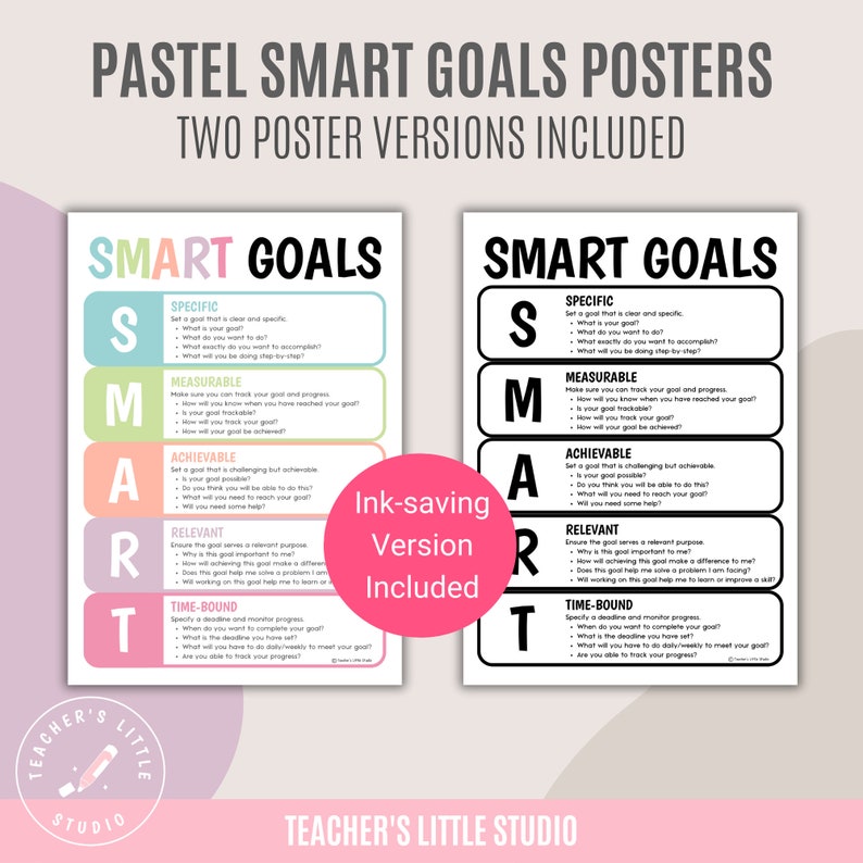 SMART Goals Posters S.M.A.R.T Goal Setting SMART Goal - Etsy