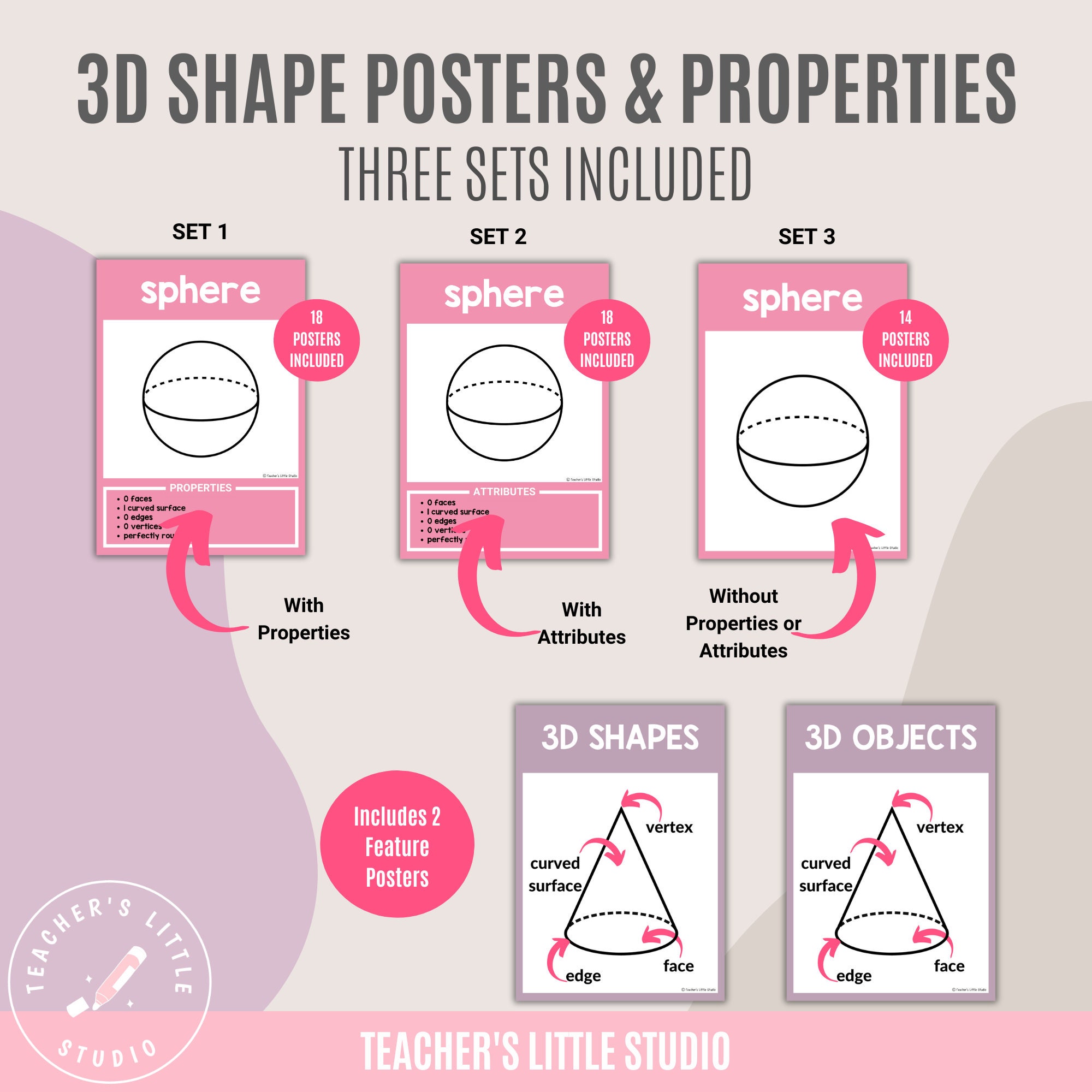 3D Shape Poster Sets With Properties Printable Shape Posters With ...