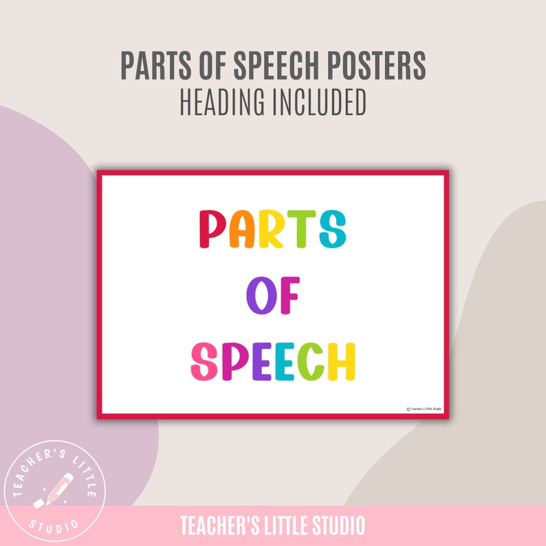 Parts of Speech Posters | Pastel Classroom Decor | Educational Posters ...