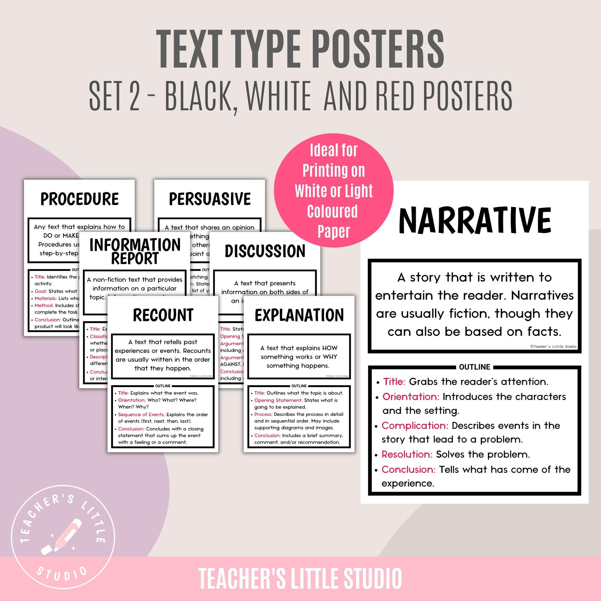 Text Type Posters | English Educational Printables | English Writing ...