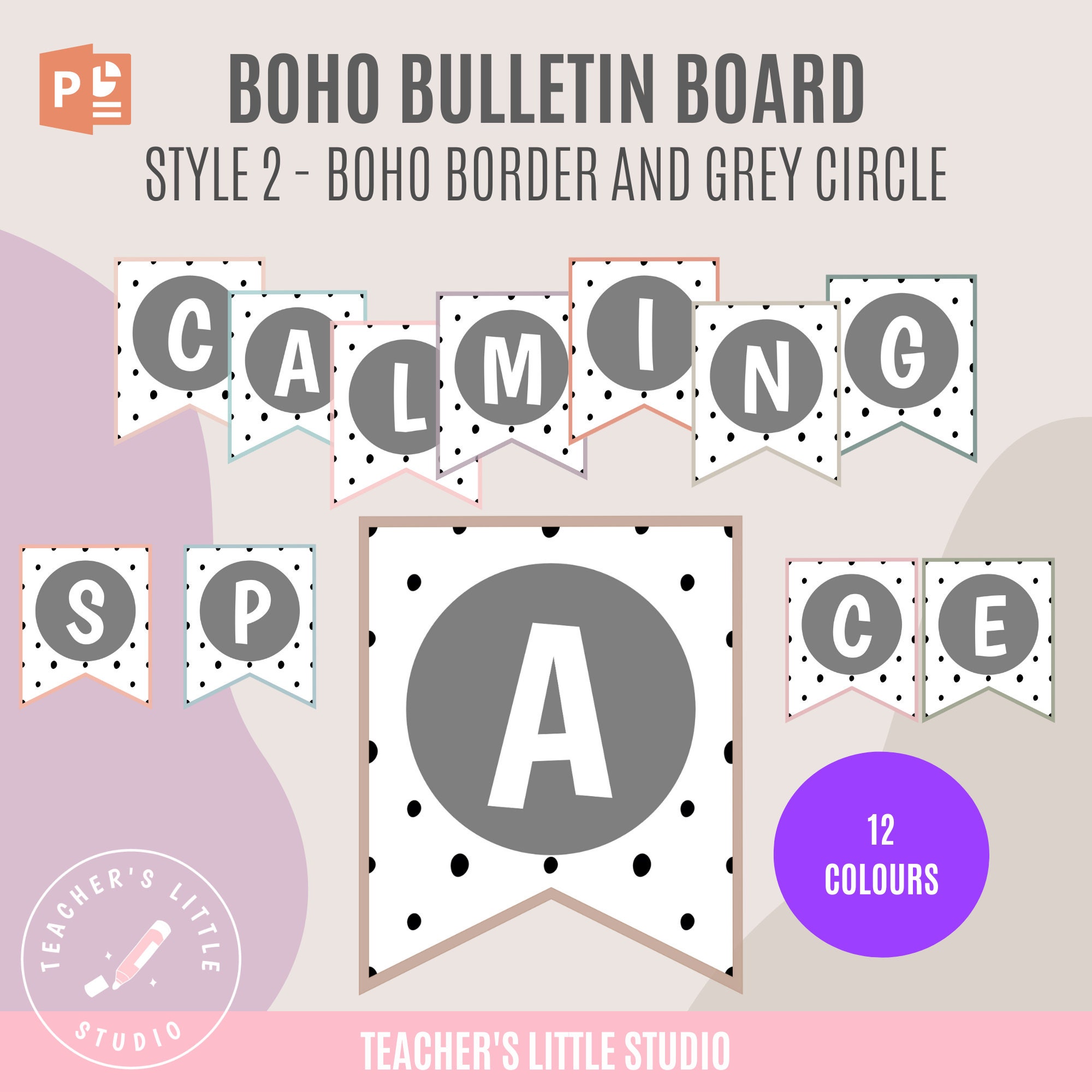 Bulletin Board Banner Boho Bunting Classroom Banner Boho Dotty ...