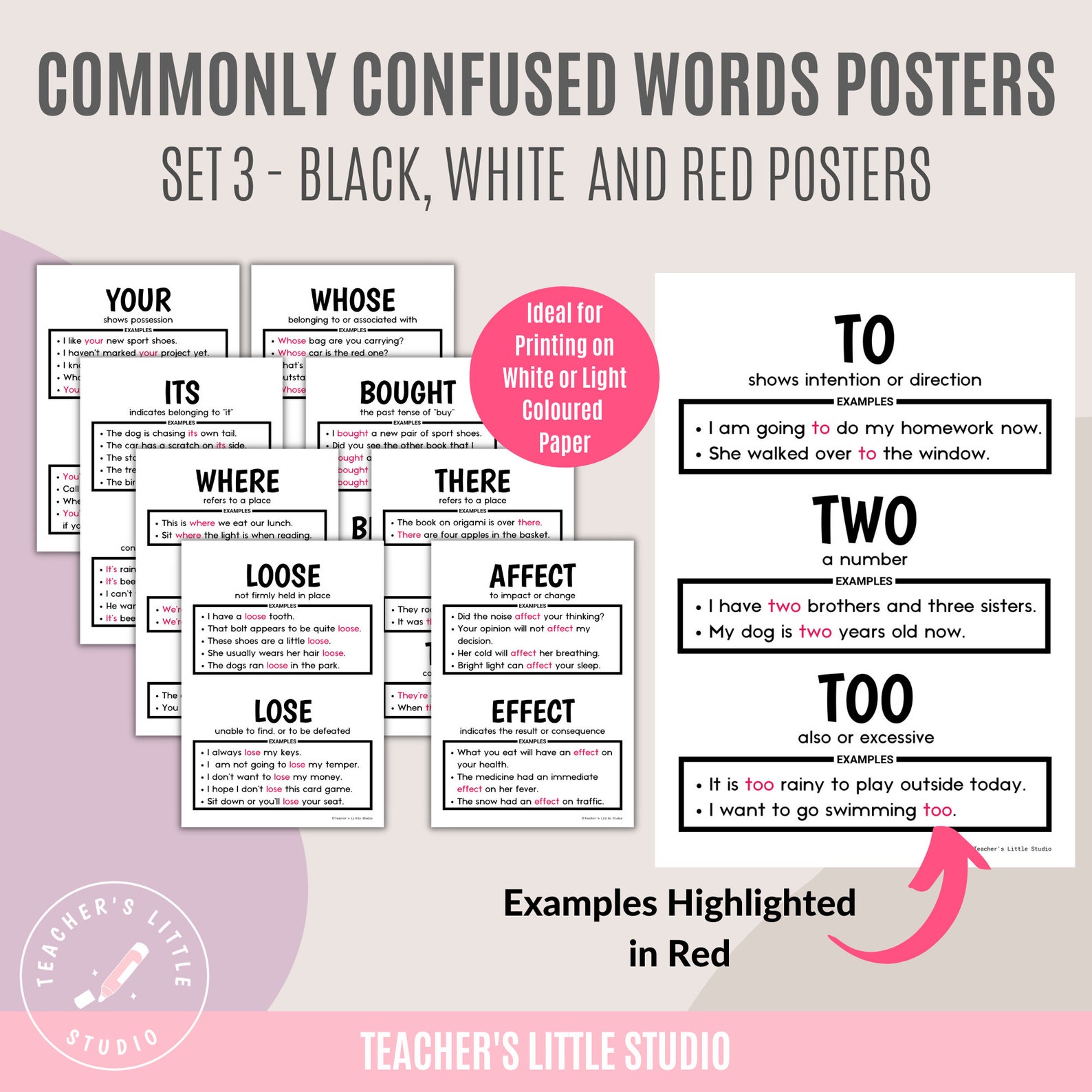 Commonly Confused Words Poster Set English Grammar Posters - Etsy
