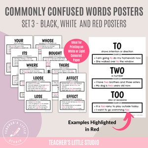 Commonly Confused Words Poster Set English Grammar Posters Boho ...