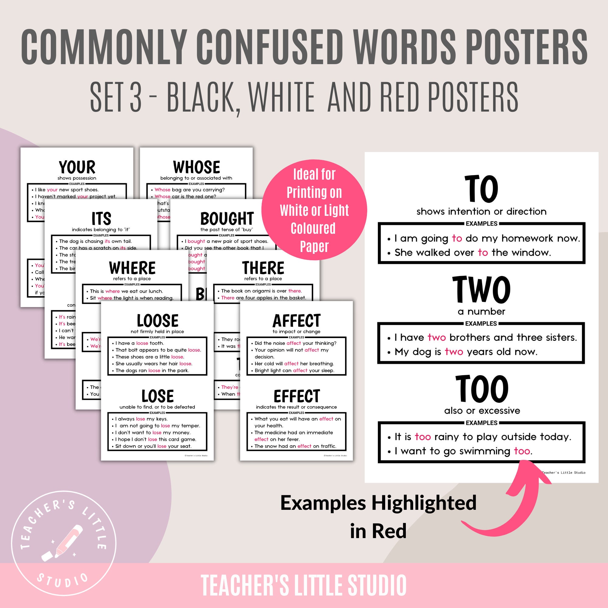 Commonly Confused Words Poster Set English Grammar Posters - Etsy UK