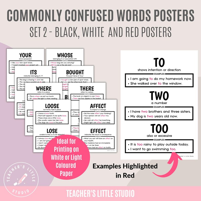 Commonly Confused Words Posters English Grammar Posters Bright ...
