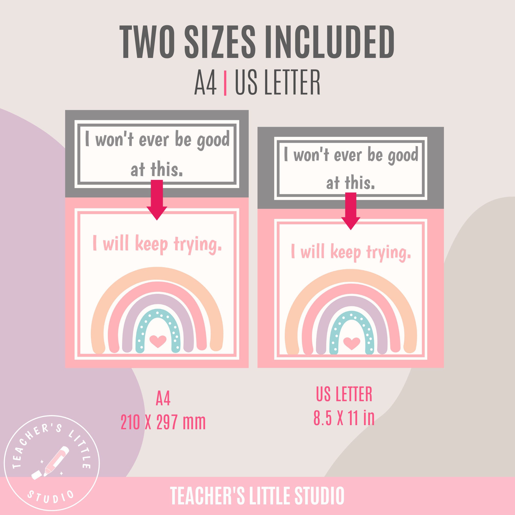 Growth Mindset Posters | Pastel Rainbow Theme | Classroom Decor ...