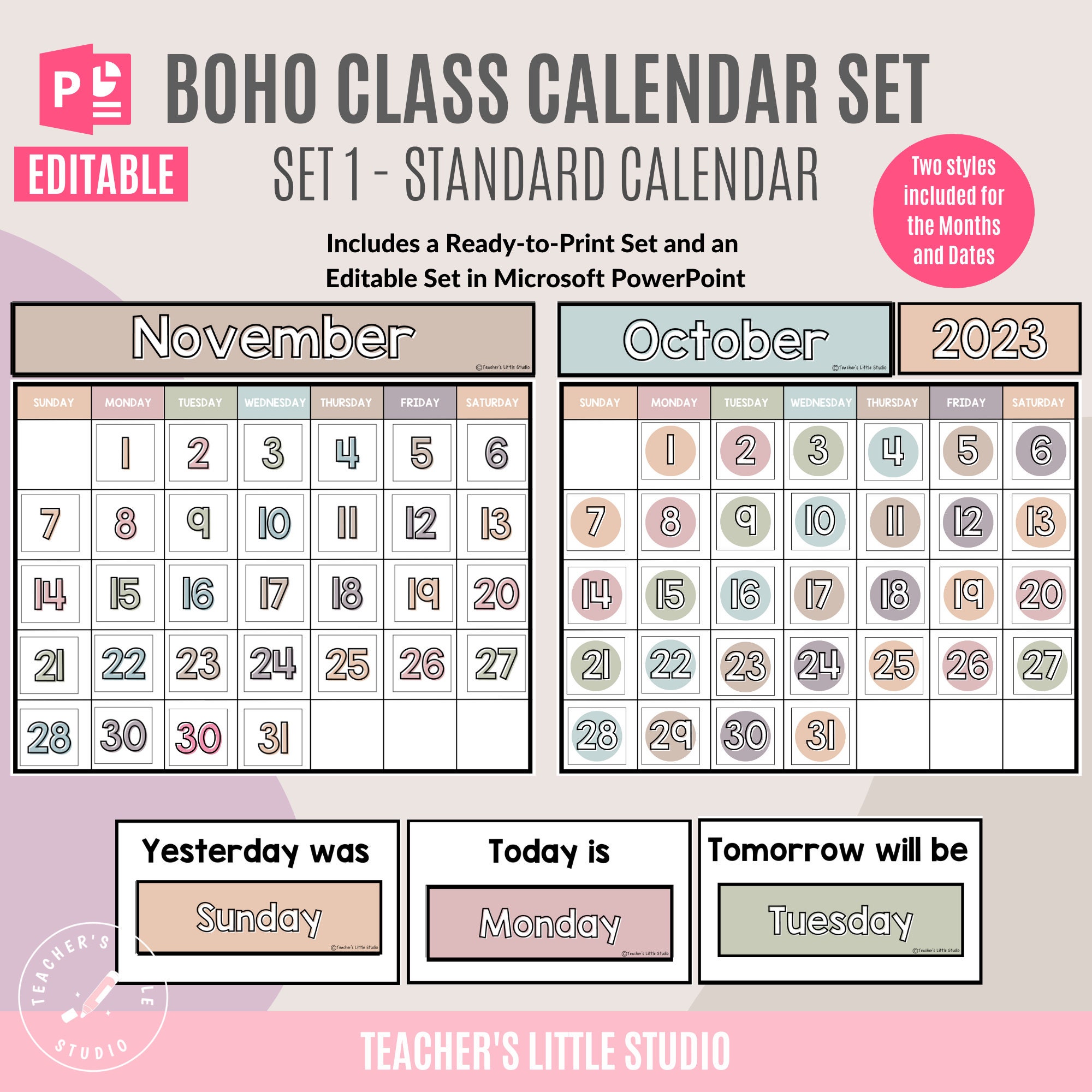 Classroom Calendar Set and Weather Display Editable Calendar Template ...