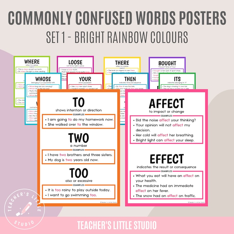 Commonly Confused Words Posters | English Grammar Posters | Bright ...