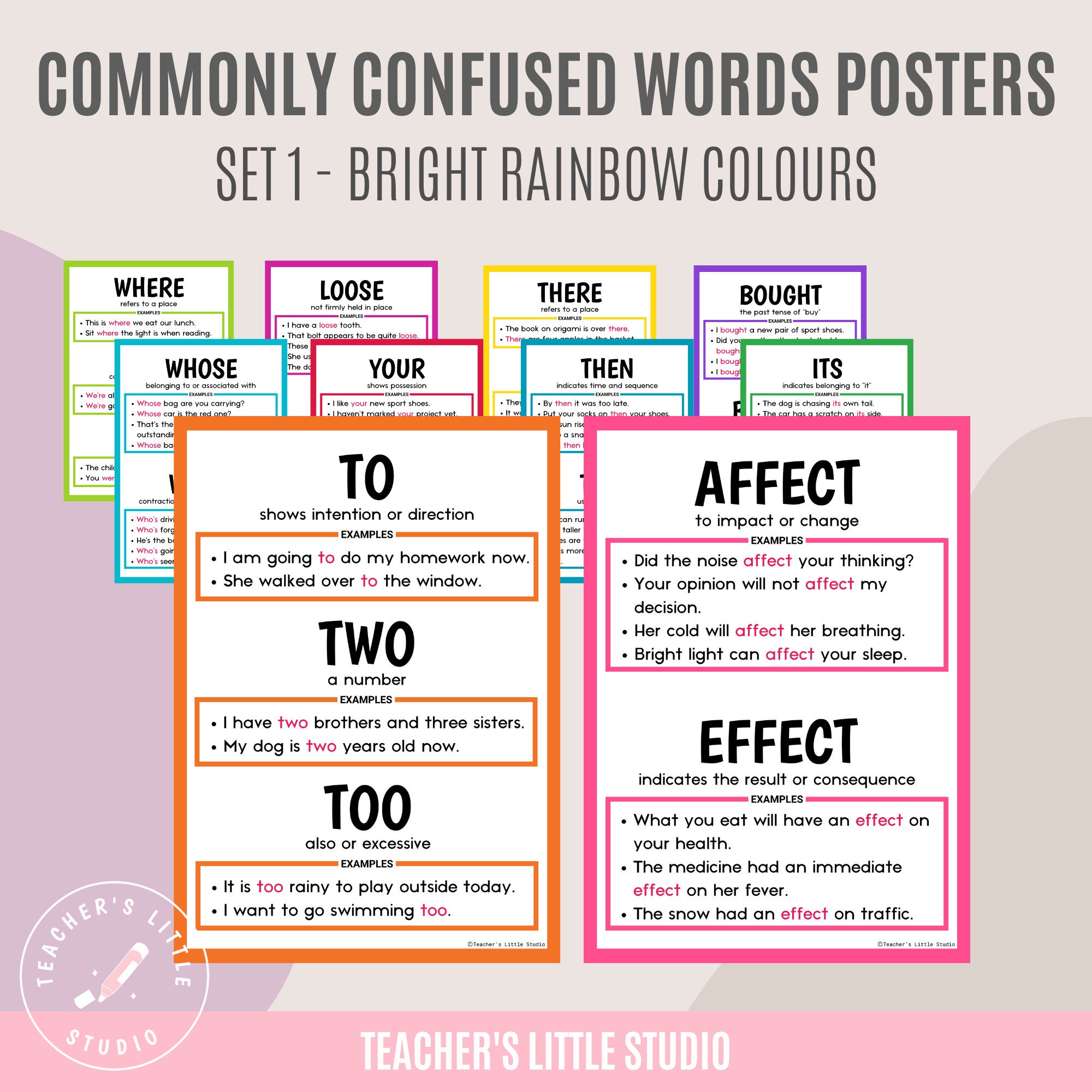 Commonly Confused Words Posters English Grammar Posters Bright ...