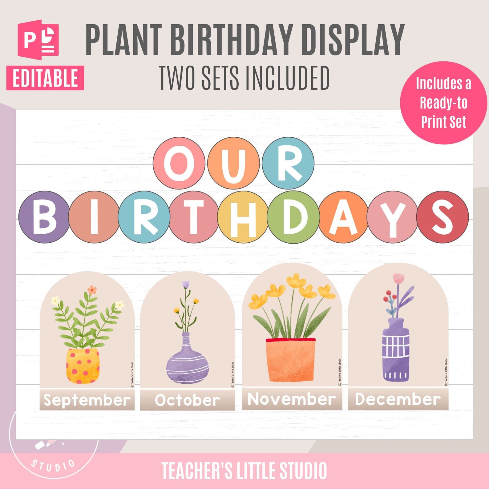 Watercolour Plant Birthday Display Classroom Birthday Bulletin Board ...