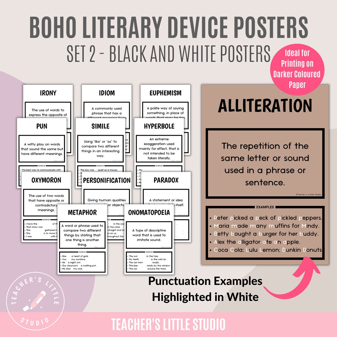 Literary Devices Posters Figurative Language Set English - Etsy
