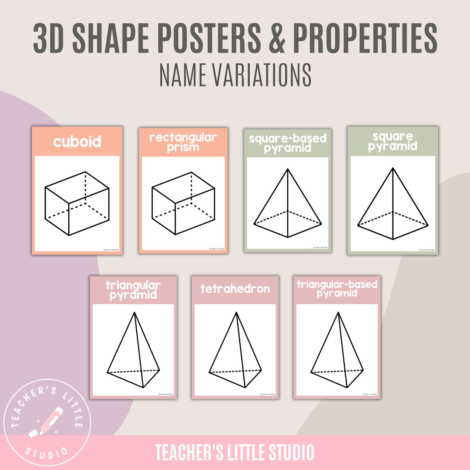 3D Shape Poster Sets With Properties | Printable Shape Posters With ...