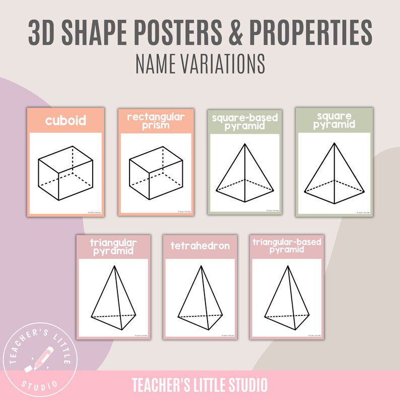 3D Shape Poster Sets With Properties | Printable Shape Posters With ...