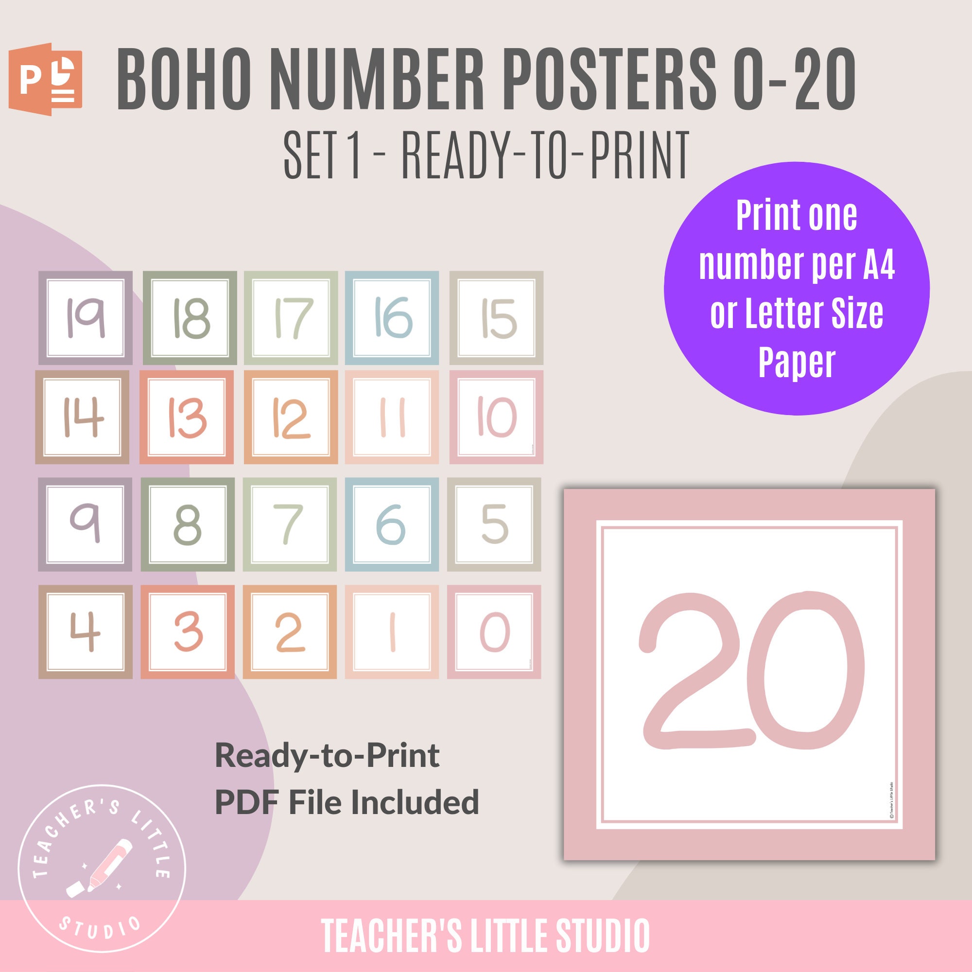 Boho Square Number Posters Boho Classroom Decor Homeschool - Etsy