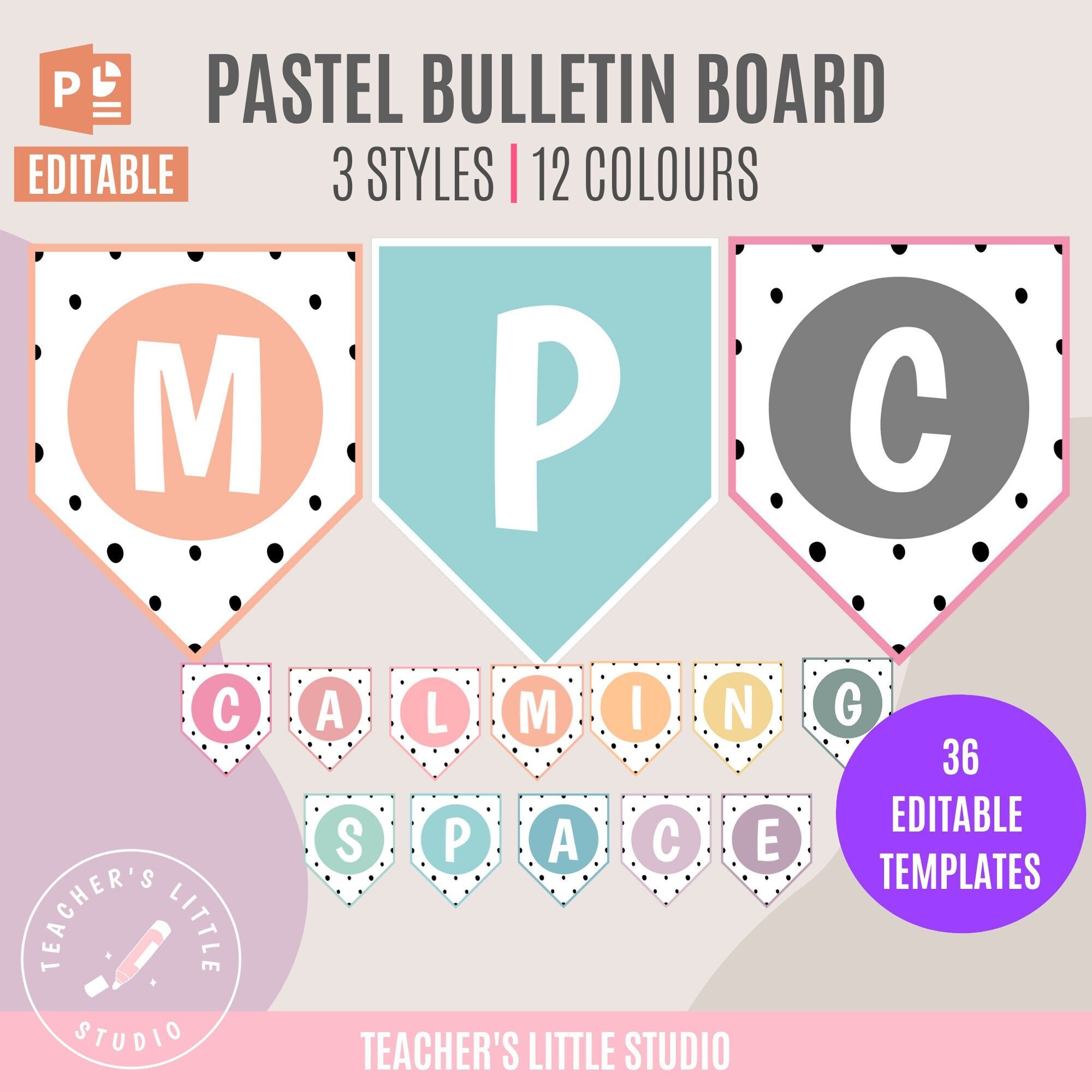 Bulletin Board Banner | Pastel Bunting Classroom Banner | Pastel Dotty ...