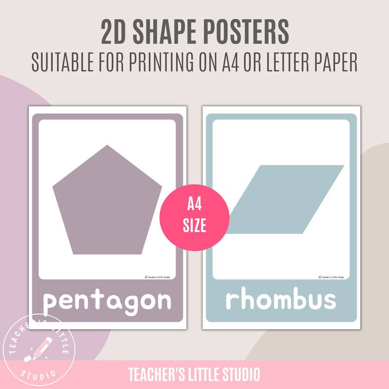2D Shapes Poster Set Boho Classroom Decor Printable Shape Posters Boho ...