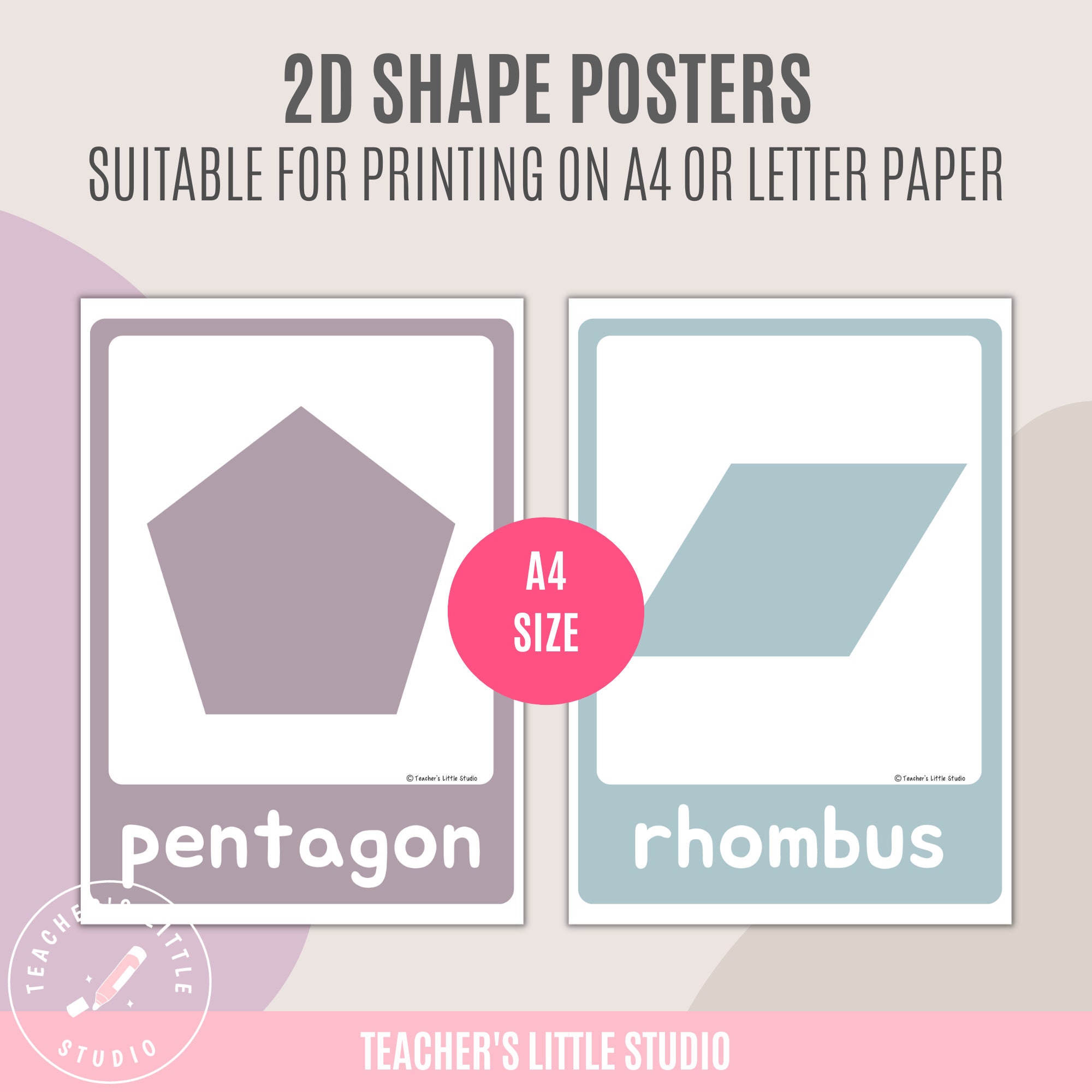 2D Shapes Poster Set | Boho Classroom Decor | Printable Shape Posters ...