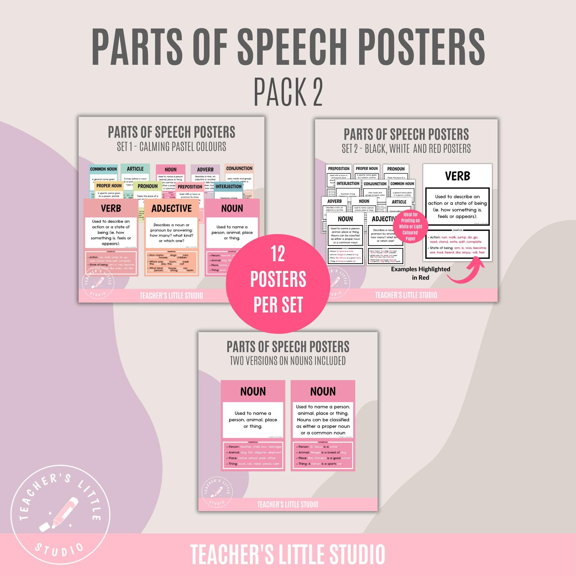 Pastel English Posters Bundle | Punctuation | Parts of Speech ...