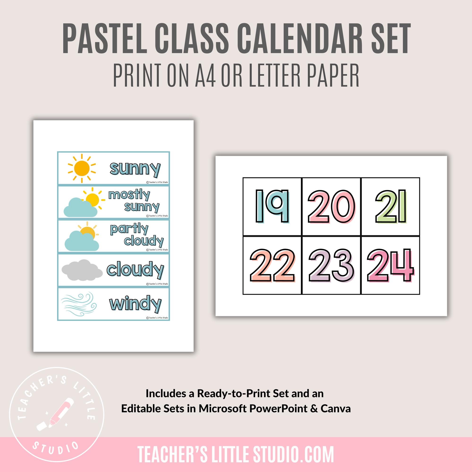 Classroom Calendar Set and Weather Display | Edit in Powerpoint and ...