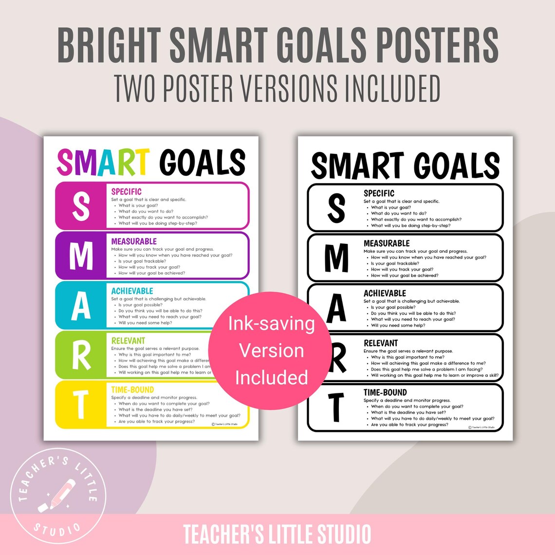 SMART Goals Posters | S.M.A.R.T Goal Setting | SMART Goal Worksheet ...