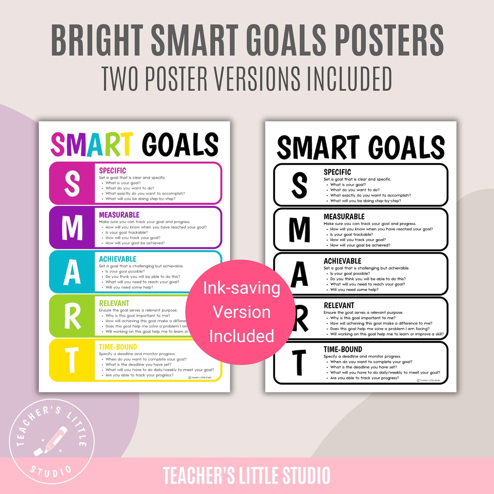 SMART Goals Posters | S.M.A.R.T Goal Setting | SMART Goal Worksheet ...