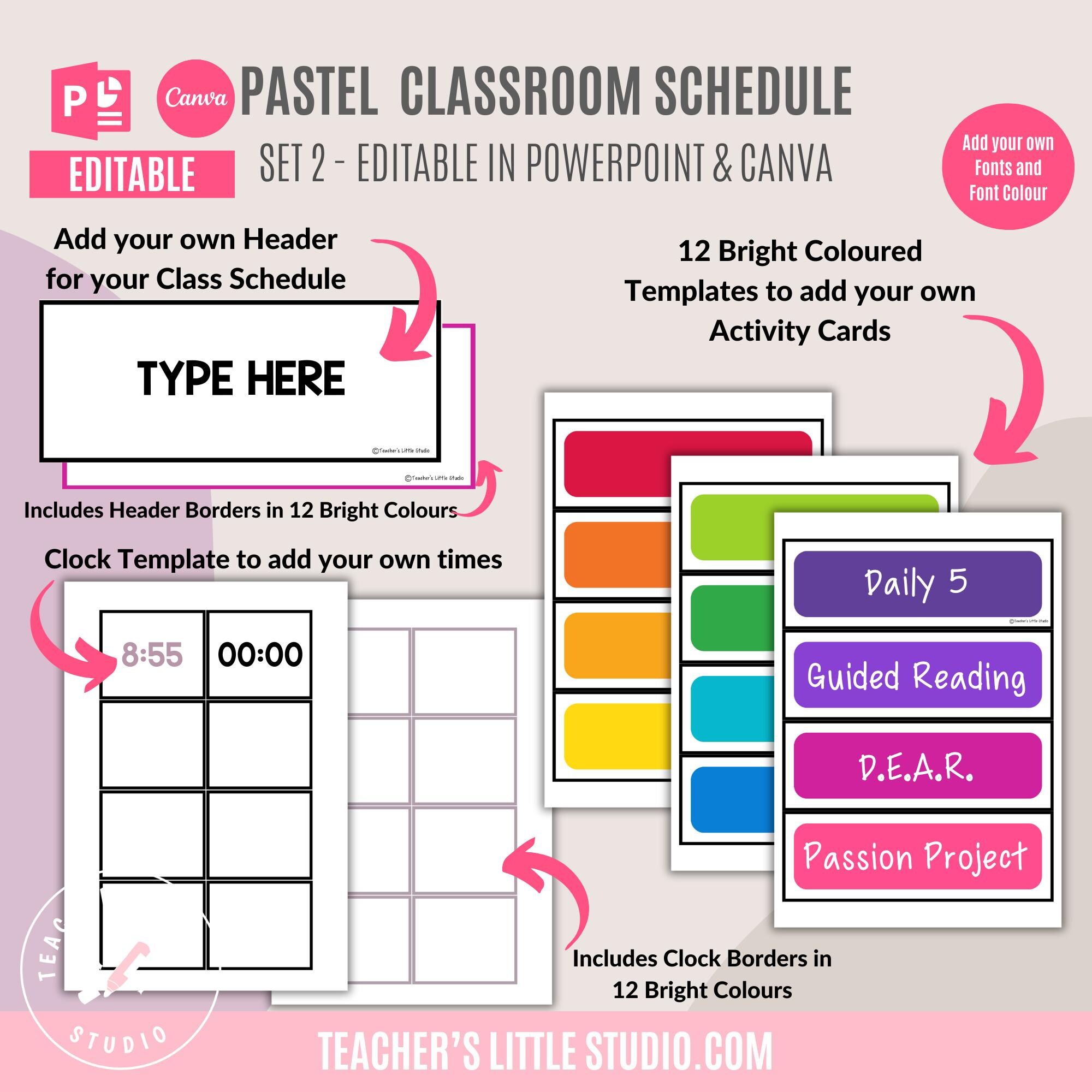 Bright Class Schedule | Editable in Powerpoint and Canva | Ready-to ...
