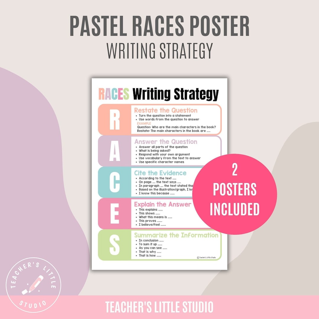 RACES Writing Strategy Poster | Constructed Written Response Resource ...