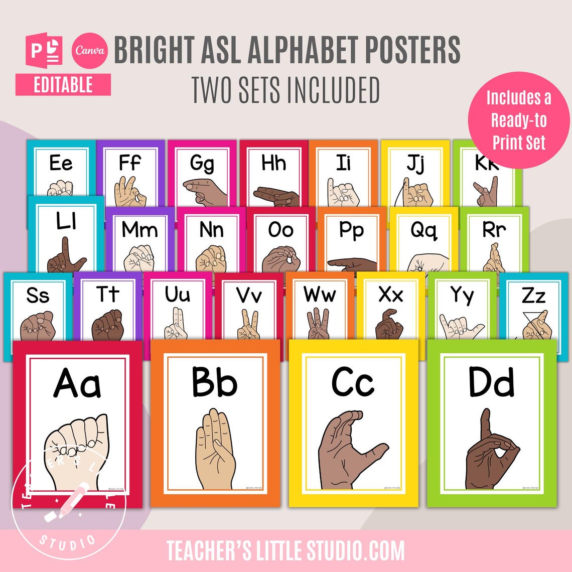 ASL Alphabet Posters | Printable Classroom Alphabet | Editable in Canva ...