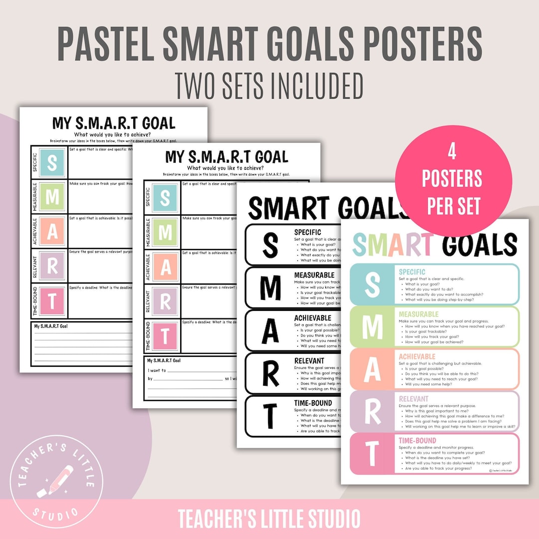 SMART Goals Posters | S.M.A.R.T Goal Setting | SMART Goal Worksheet ...