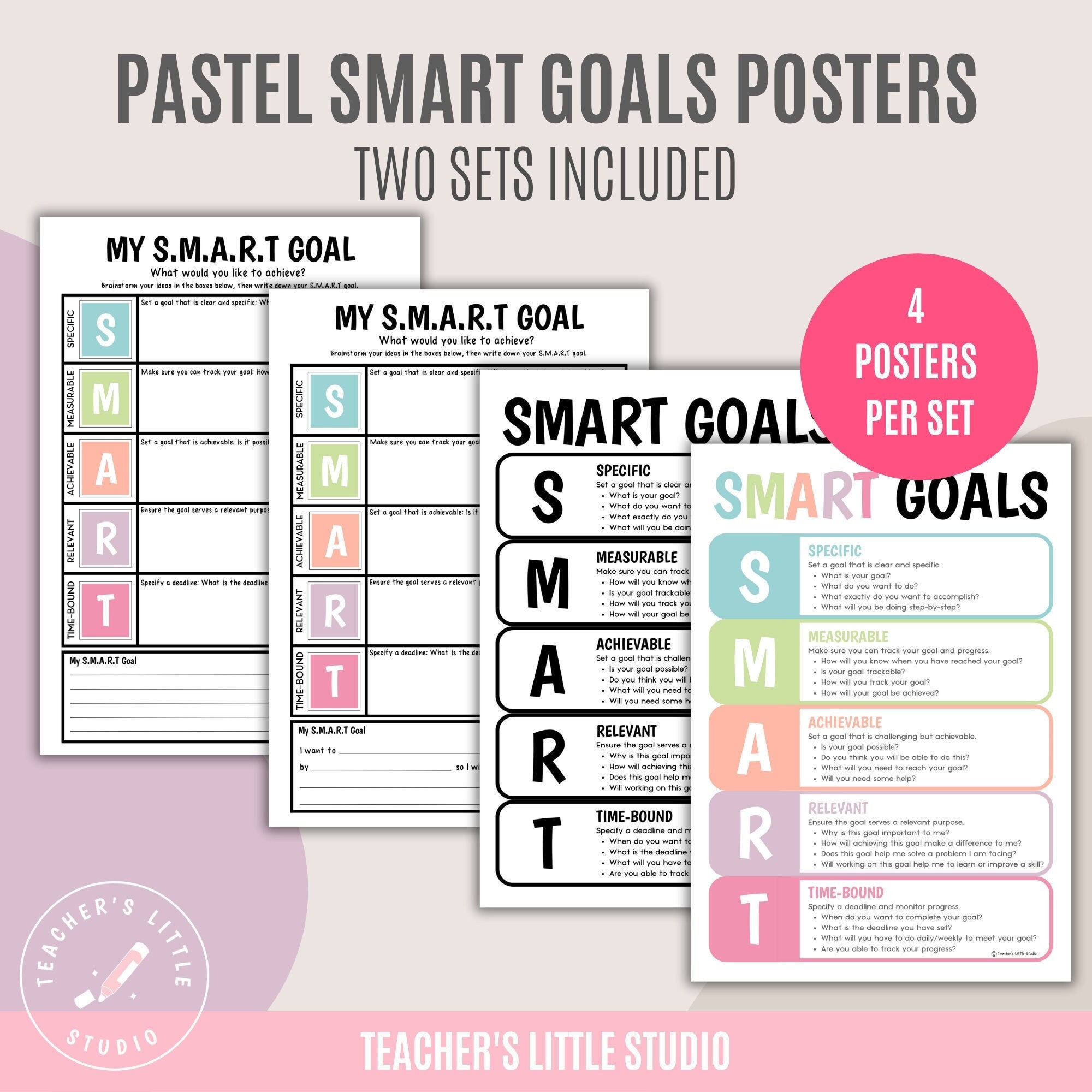 SMART Goals Posters | S.M.A.R.T Goal Setting | SMART Goal Worksheet ...
