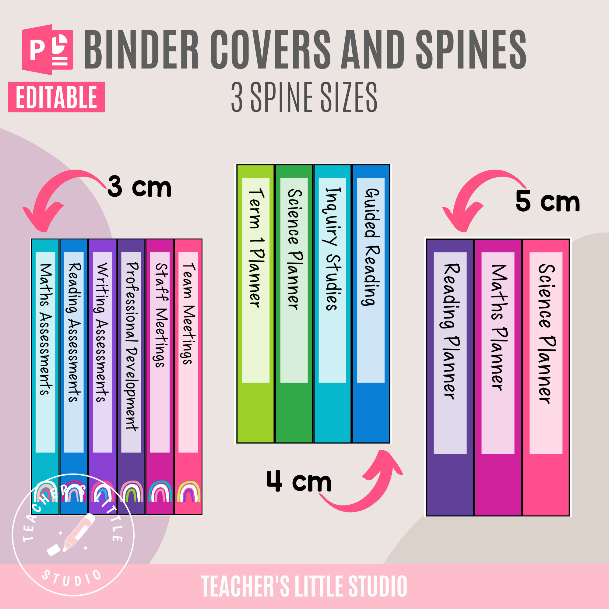 Bright Binder Covers and Spines | Bright Rainbow Binder Labels ...