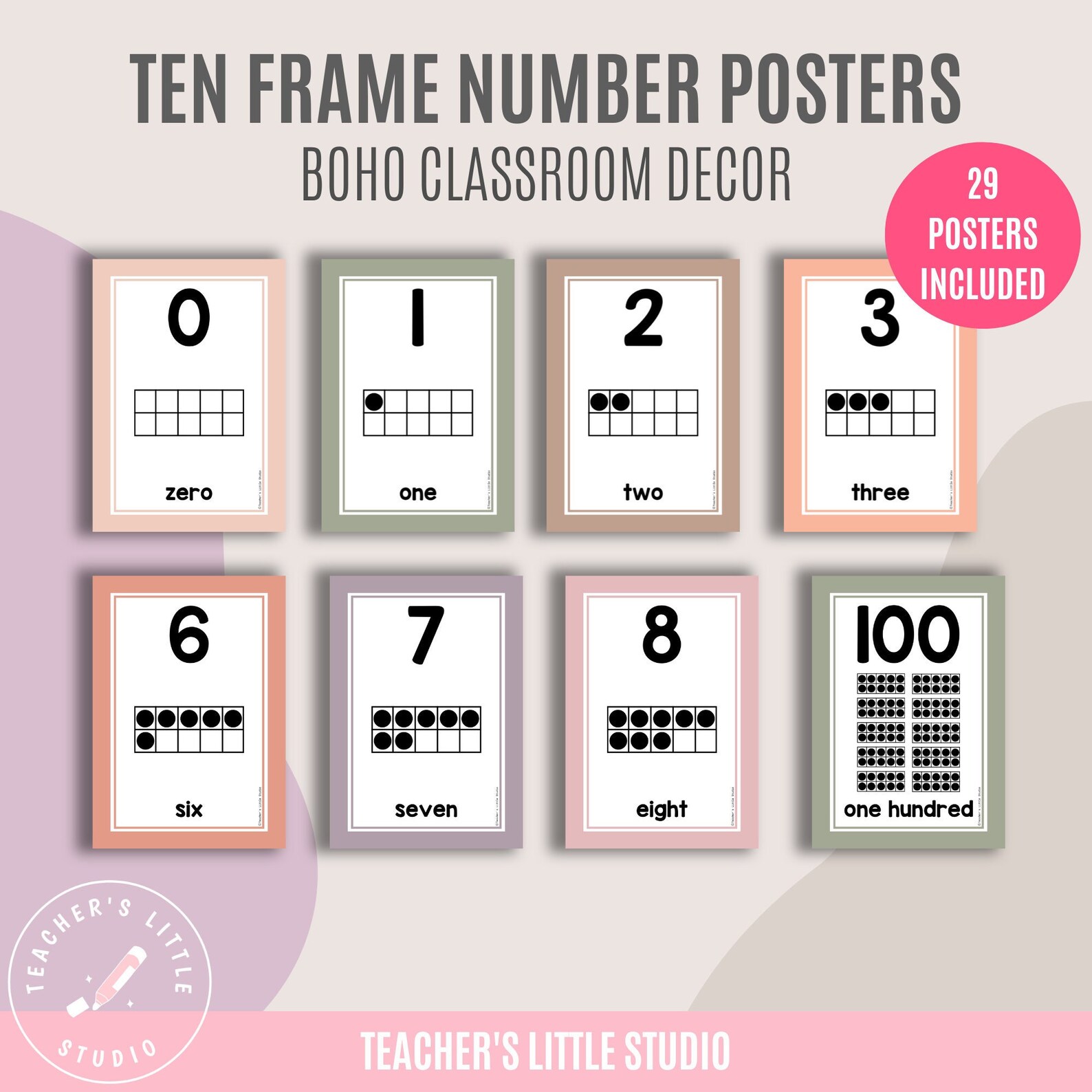 Boho Number Posters | Printable Ten Frames | Boho Neutral Colours ...