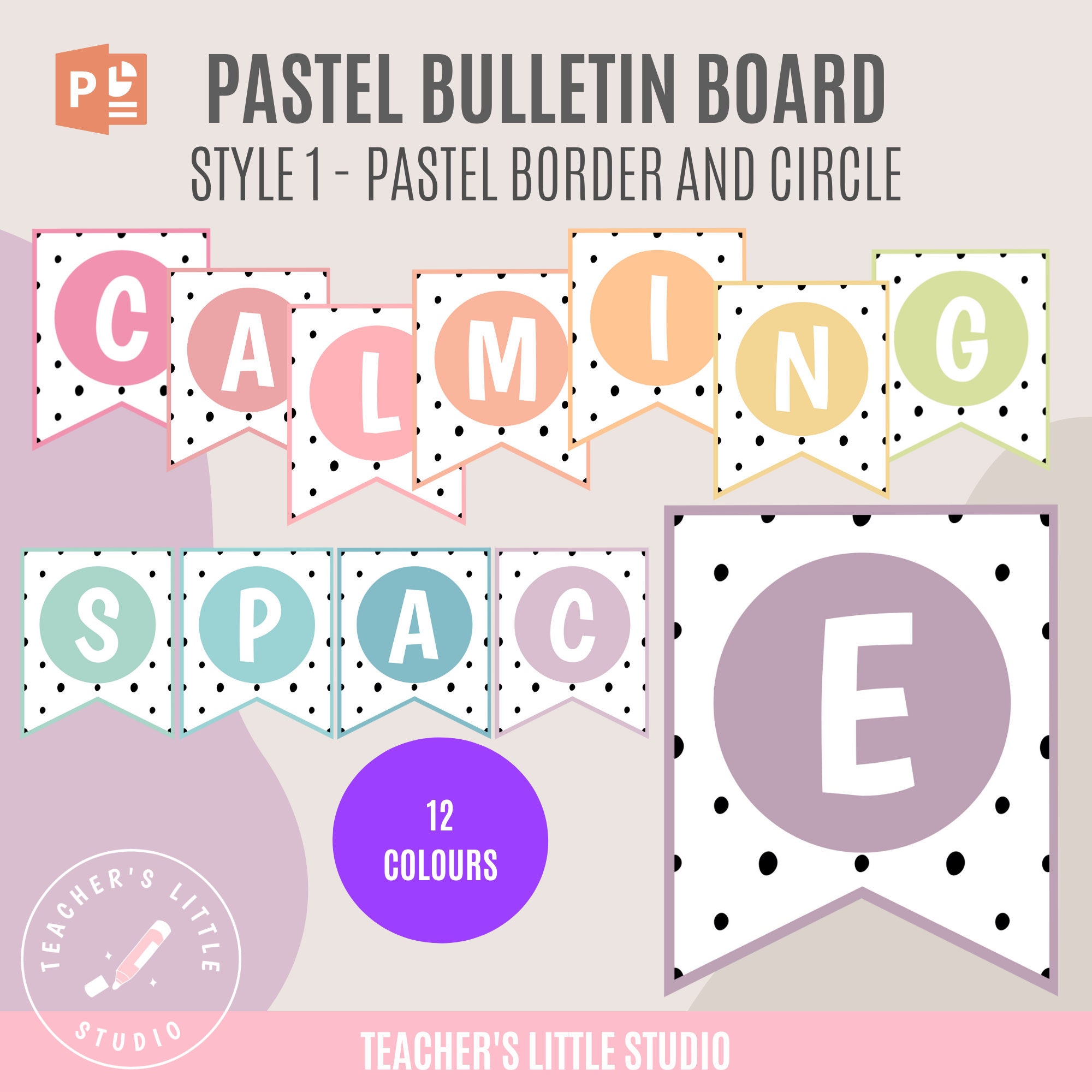 Bulletin Board Banner | Pastel Bunting Classroom Banner | Pastel Dotty ...