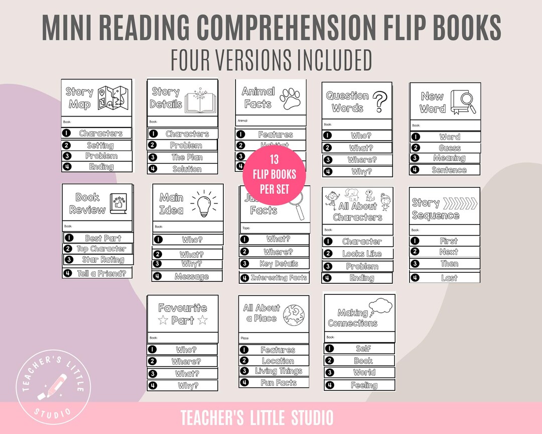 Mini Reading Comprehension Flip Books | 13 No Prep Book Response ...