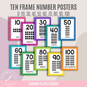 Bright Ten Frame Number Posters Bright Rainbow Colours - Etsy