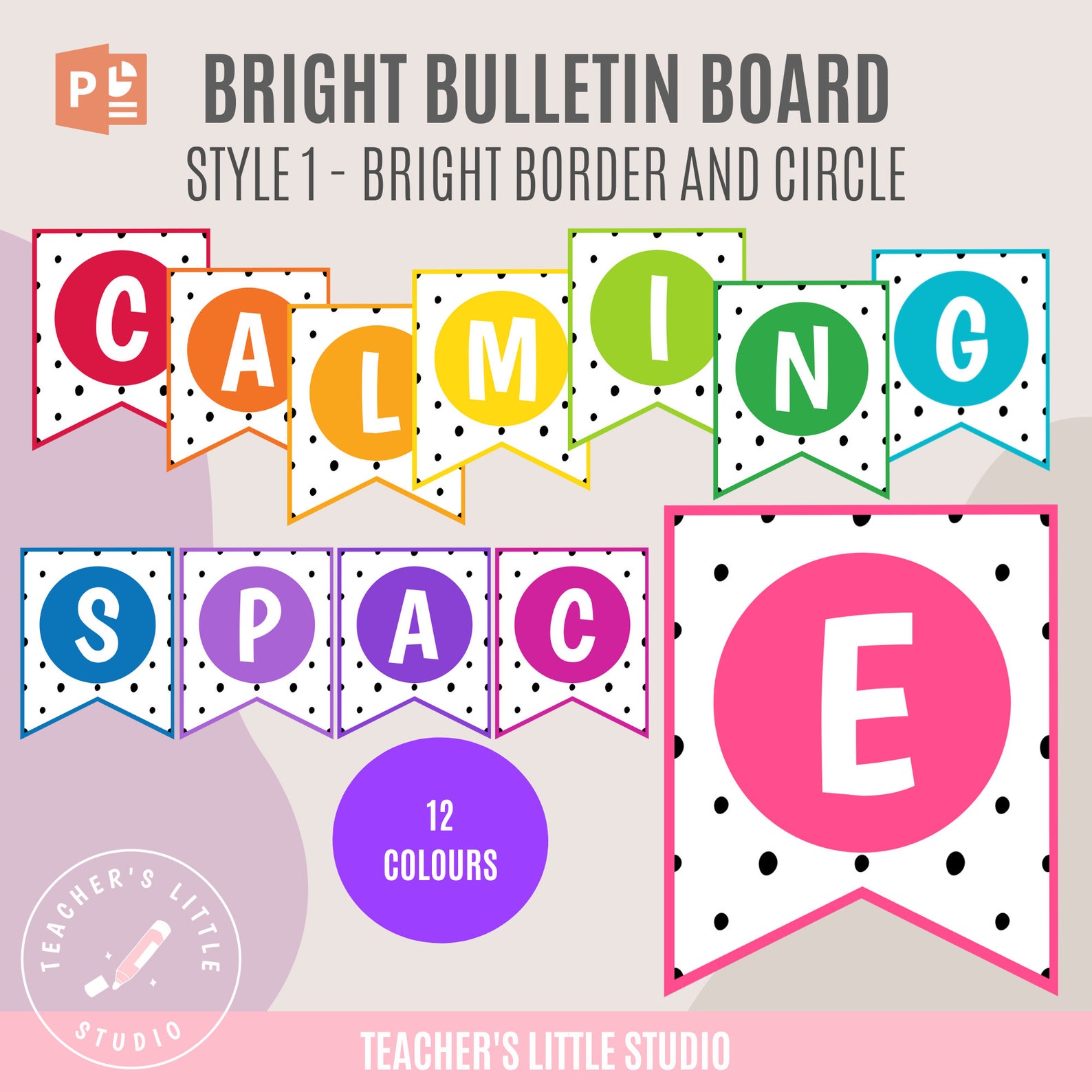 Bulletin Board Banner | Bright Bunting Classroom Banner | Bright Dotty ...