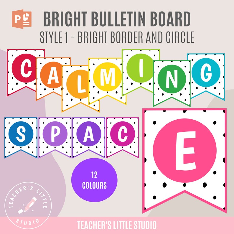 Bulletin Board Banner | Bright Bunting Classroom Banner | Bright Dotty ...