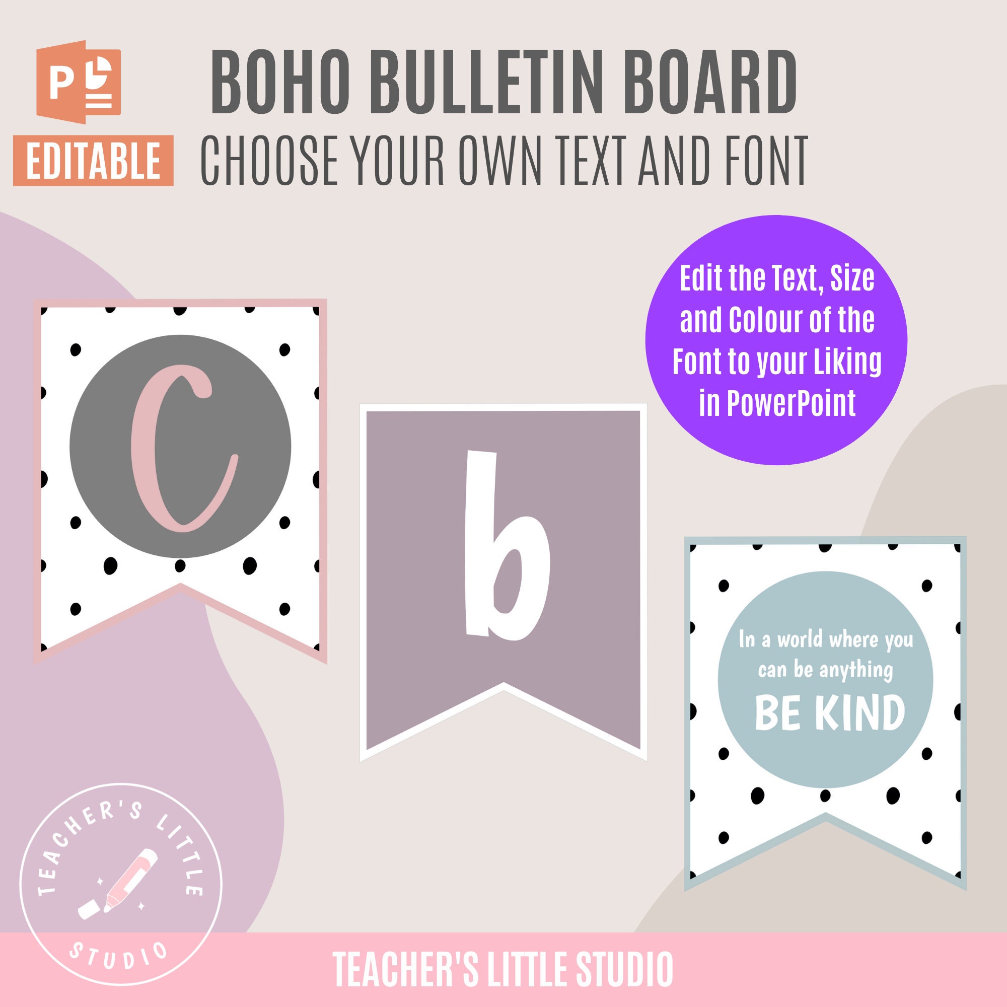 Bulletin Board Banner Boho Bunting Classroom Banner Boho Dotty ...