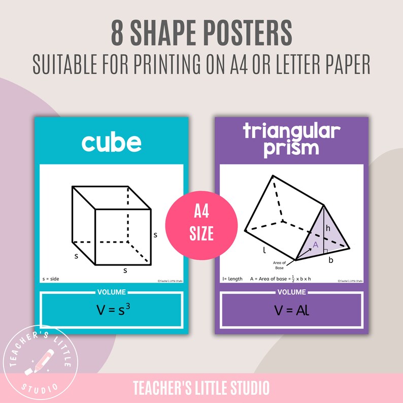 Volume Formula Posters Set of 8 Posters Geometry Posters Math Resources ...