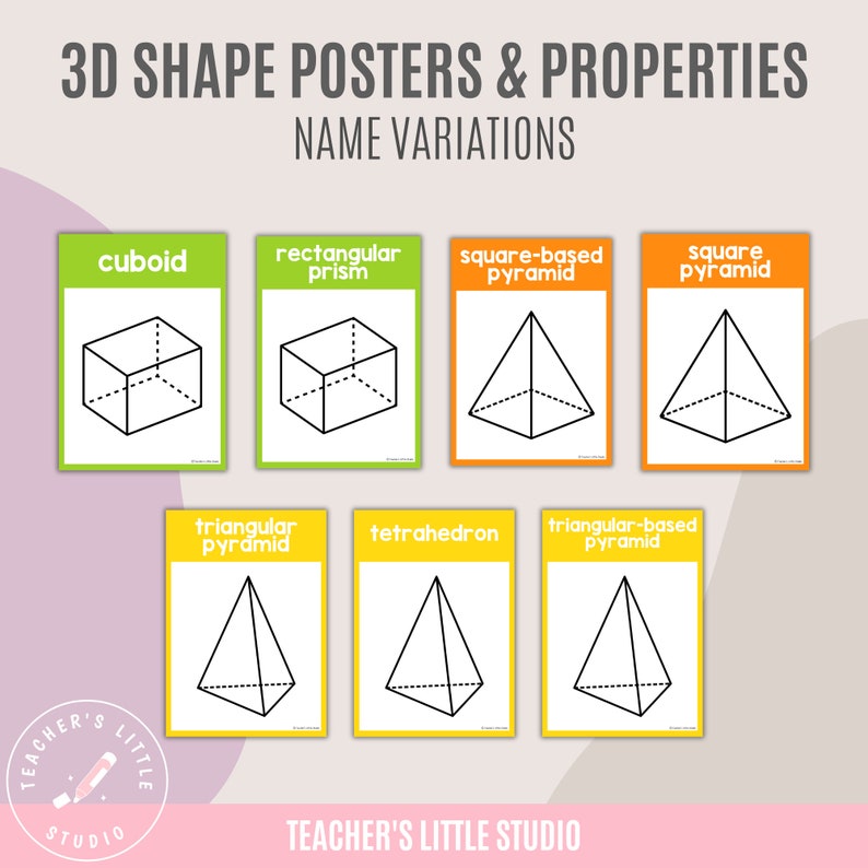 3D Shape Poster Sets With Properties | Printable Shape Posters With ...