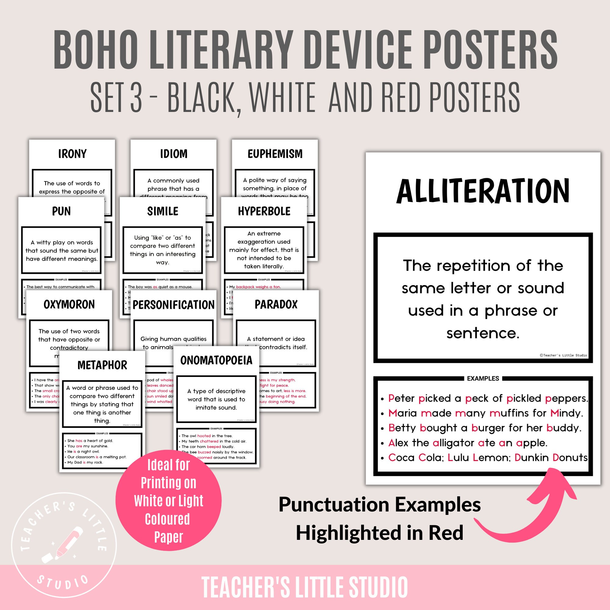 Literary Devices Posters Figurative Language Set English - Etsy