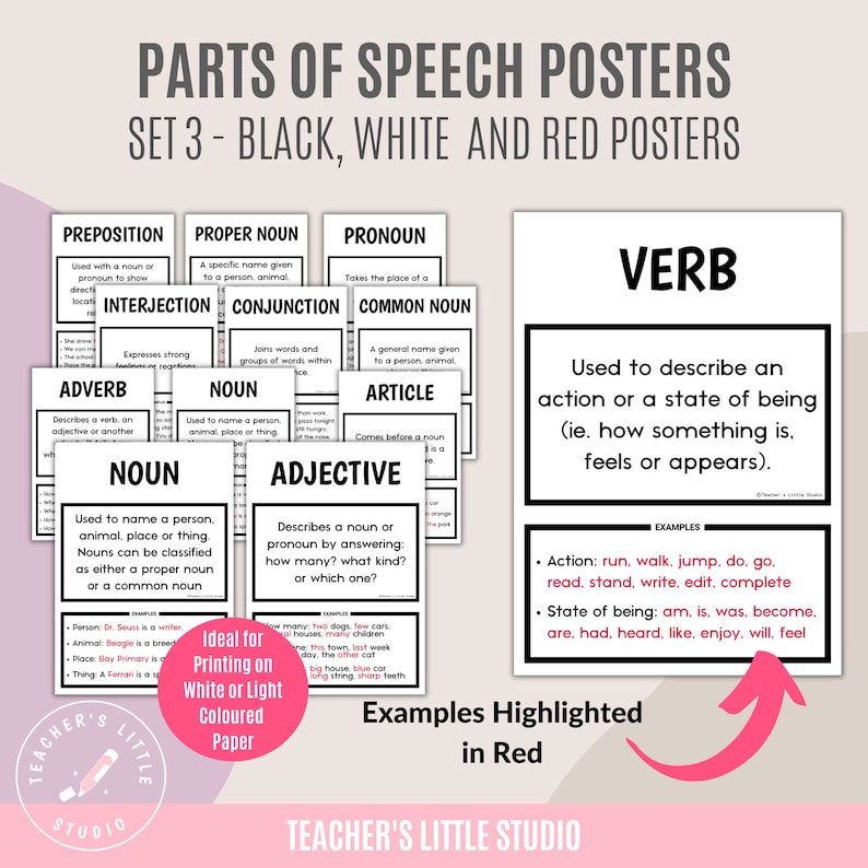Parts of Speech Posters Boho Classroom Decor Educational - Etsy