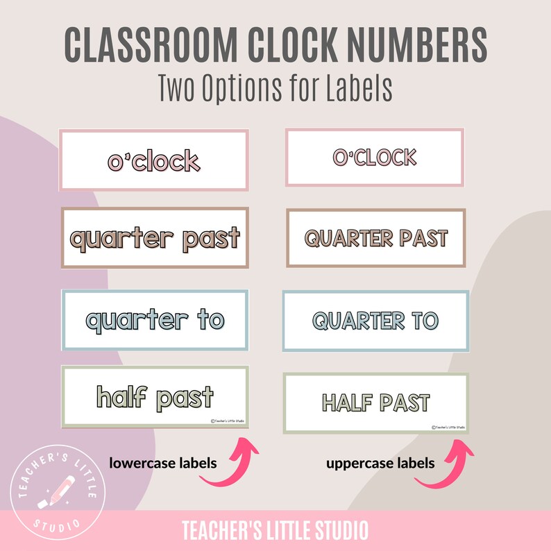 Classroom Clock Numbers Clock Label Printables Telling Time Boho ...
