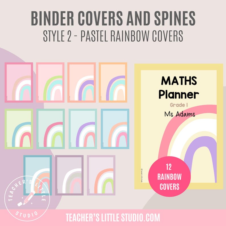Pastel Binder Covers and Spines | Pastel Rainbow Binder Labels ...