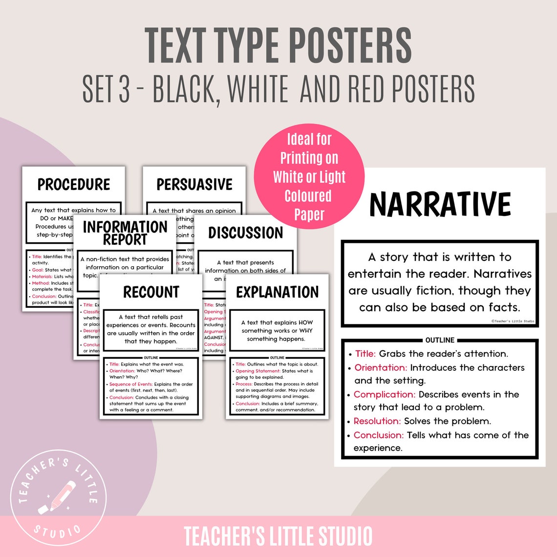 Text Type Posters English Educational Printables English Writing ...