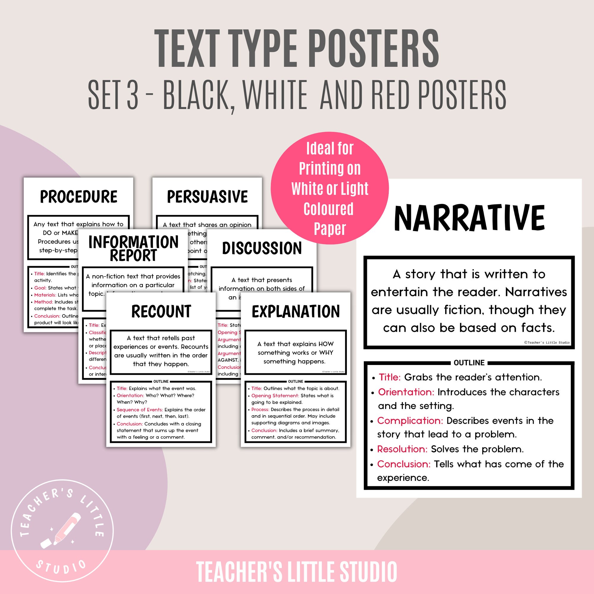 Text Type Posters English Educational Printables English Writing ...